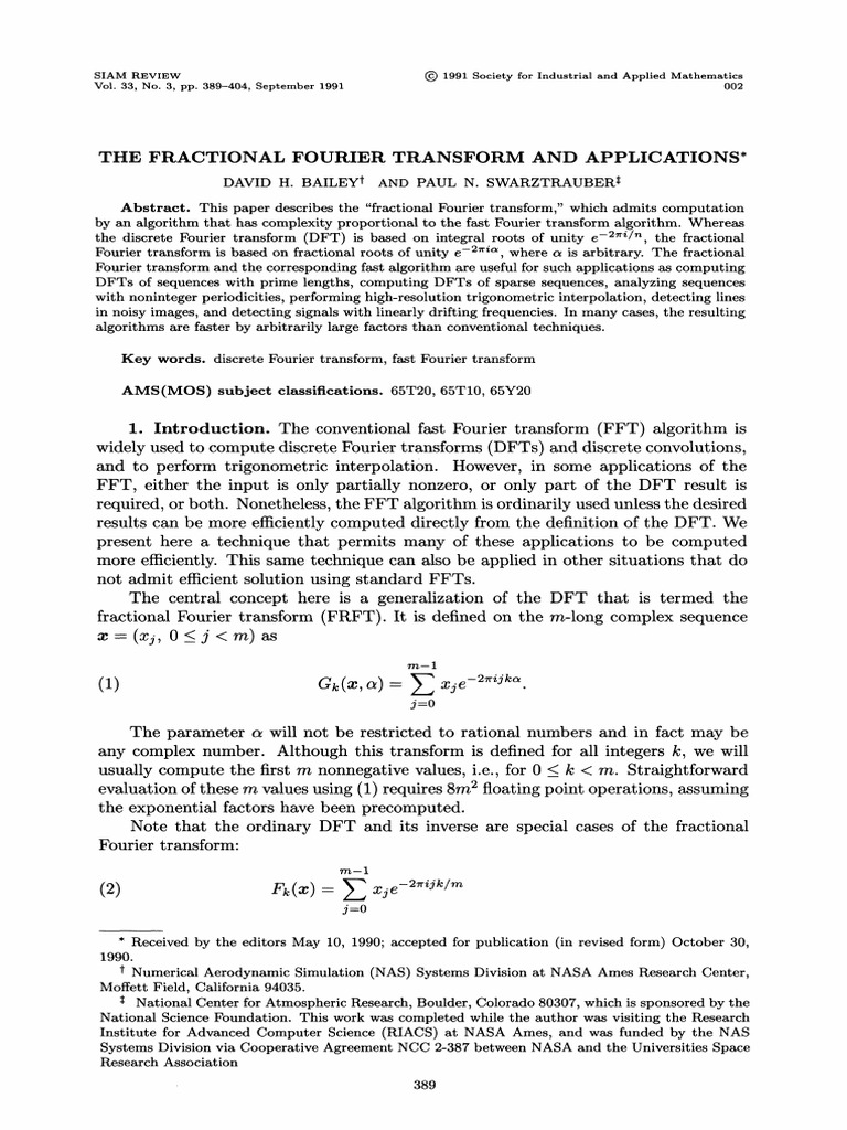 Bailey 1991 | PDF | Discrete Fourier Transform | Fast Fourier Transform