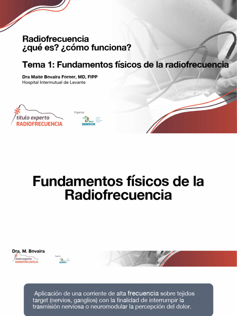 Fundamentos Físicos de La Radiofrecuencia Contenido Presentacion | PDF | Dolor | Frecuencia de radio
