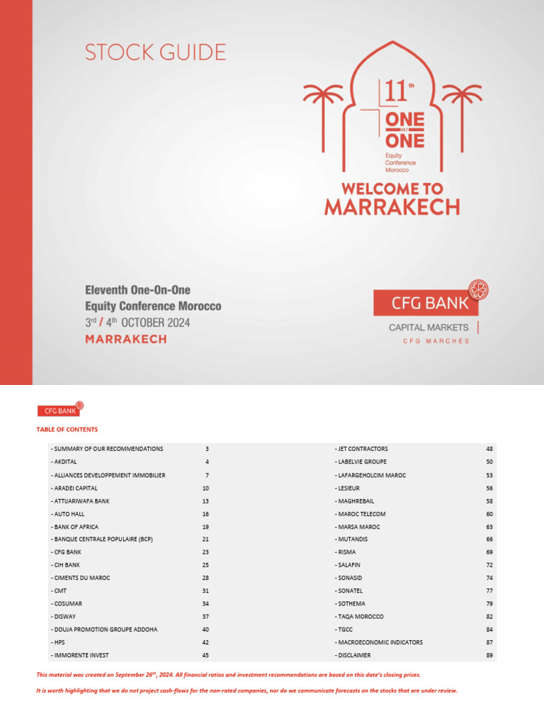 CFG BANK-Equity Conference Stock Guide-October 2024 | PDF | Morocco | Investing