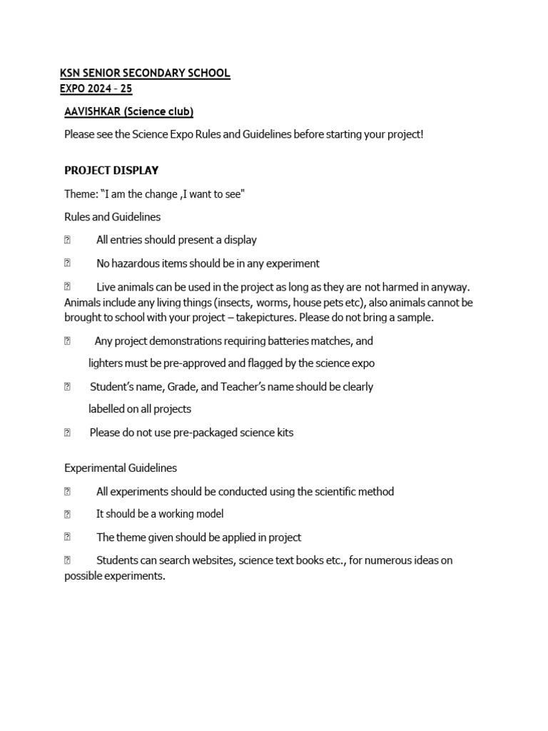 Science expo rules 2024-2025 | PDF | Science | Experiment