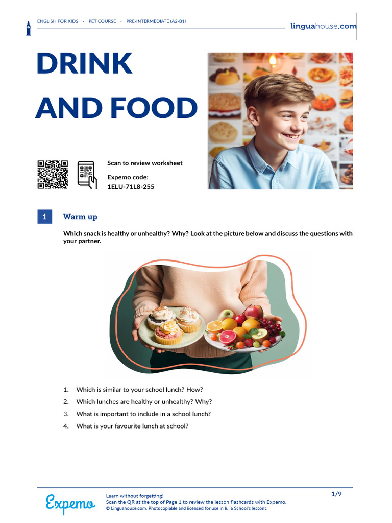 drink-and-food-british-english-teacher-A2-B1 | PDF | Salad | Lunch