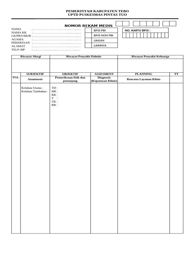 Pintas Contoh Form Rekam Medis | PDF