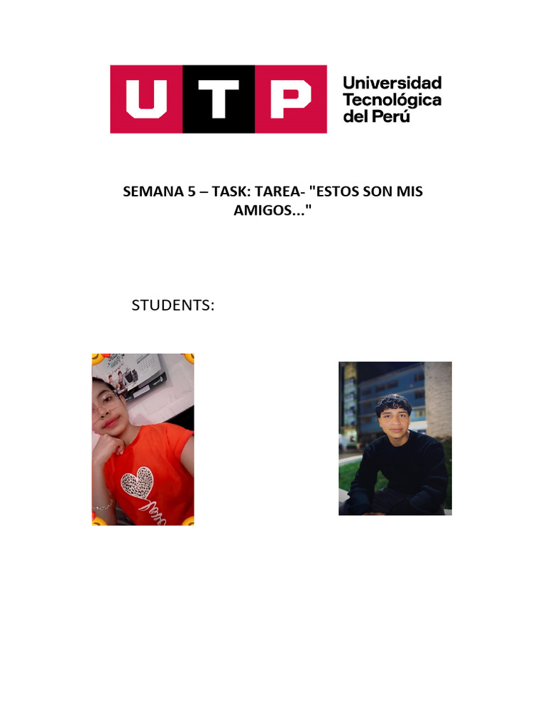 Semana 5 - Task-Tarea-Estos Son Mis Amigos | PDF | Social Science