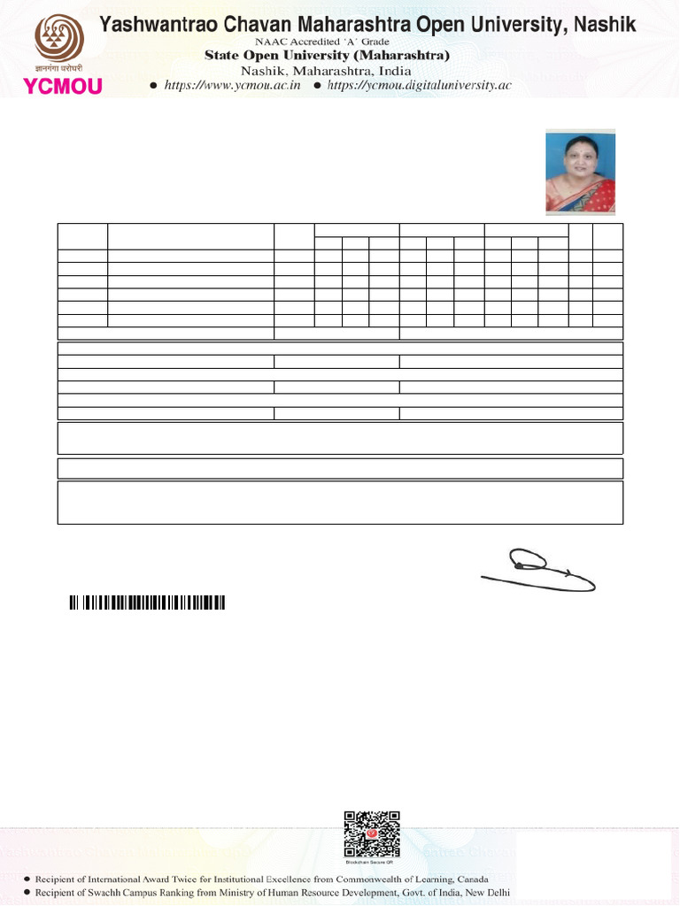 Statement of Marks For Bachelor of Arts (G01) Examination: May/June ...