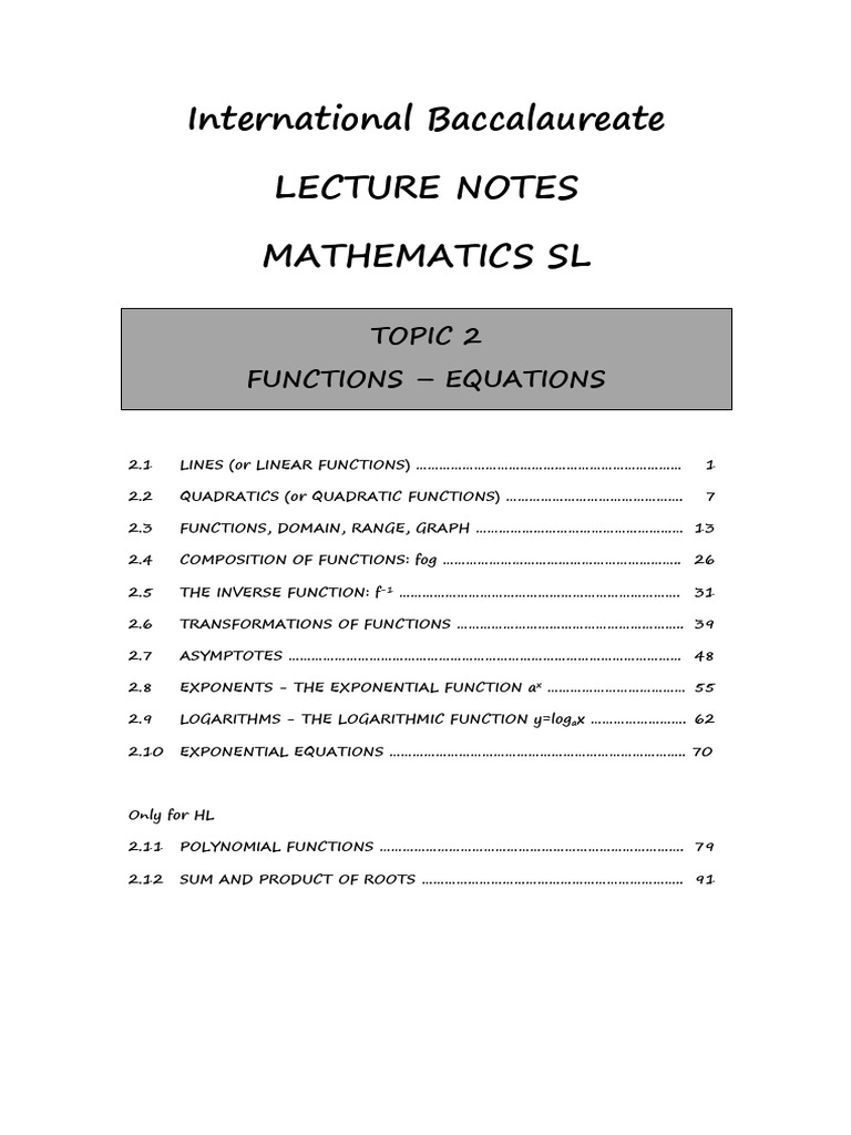 Topic 2. Functions - Equations | PDF | Function (Mathematics) | Quadratic Equation