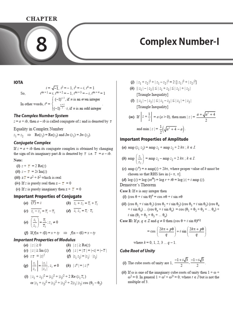 Complex Number-I _ Short Notes | PDF | Mathematical Objects | Abstract ...