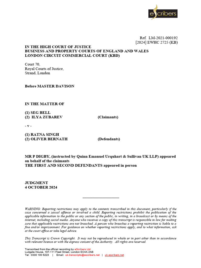 ewhc_kb_2024_2725 | PDF | Judgment (Law) | Debt