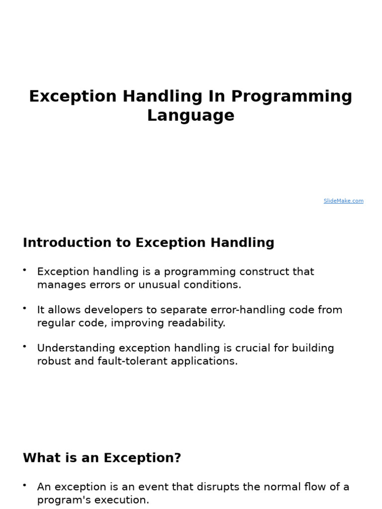 Exception Handling in Programming Language | PDF | Computer Programming | Information Technology