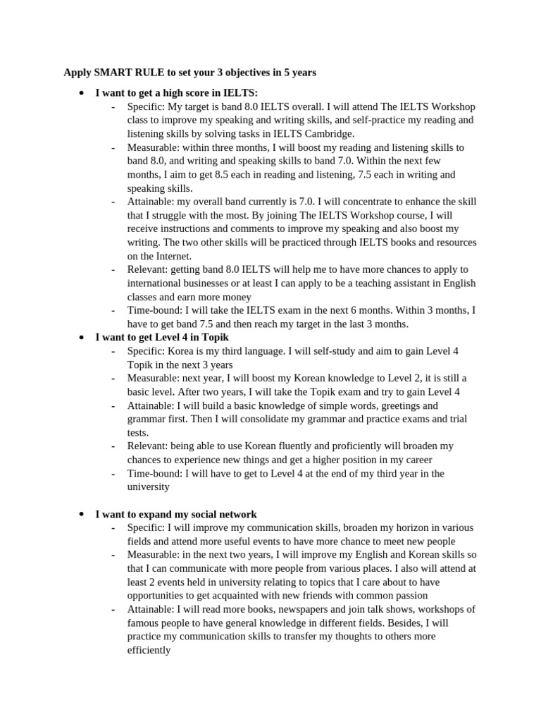 SMART Rule - Exercise | PDF | International English Language Testing ...