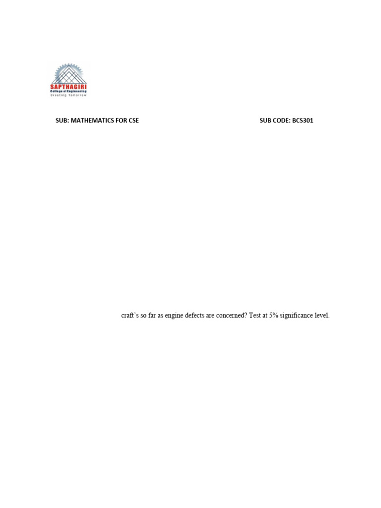 CSE Mathematics III Sem Question Bank | PDF | Statistical Hypothesis ...