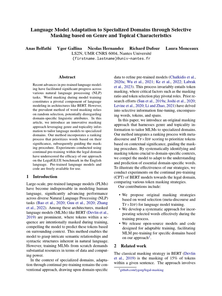 Language Model Adaptation To Specialized Domains Through Selective ...