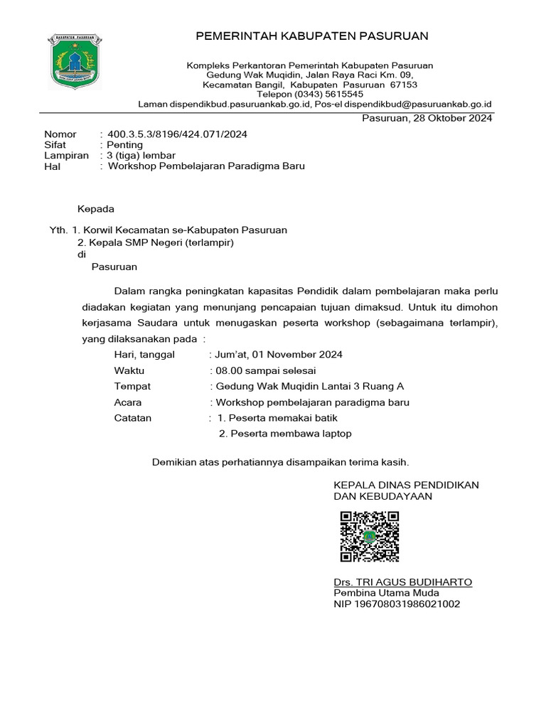 Revisi Undangan 2 Guru SD Kelas Tinggi, Waka Kurikulum, Guru Rekom MGMP ...