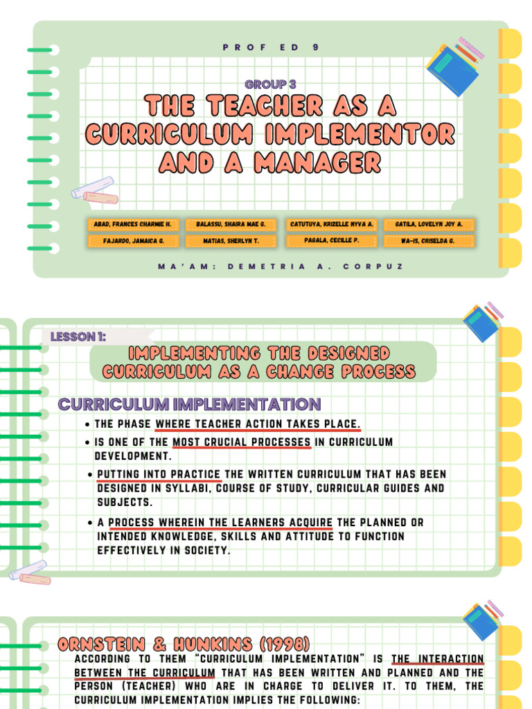 Grp. 3 The Teacher As A Curriculum Implementor and A Manager | PDF ...