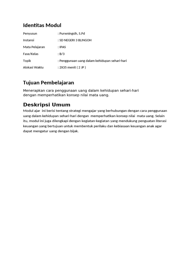 Identitas Modul | PDF