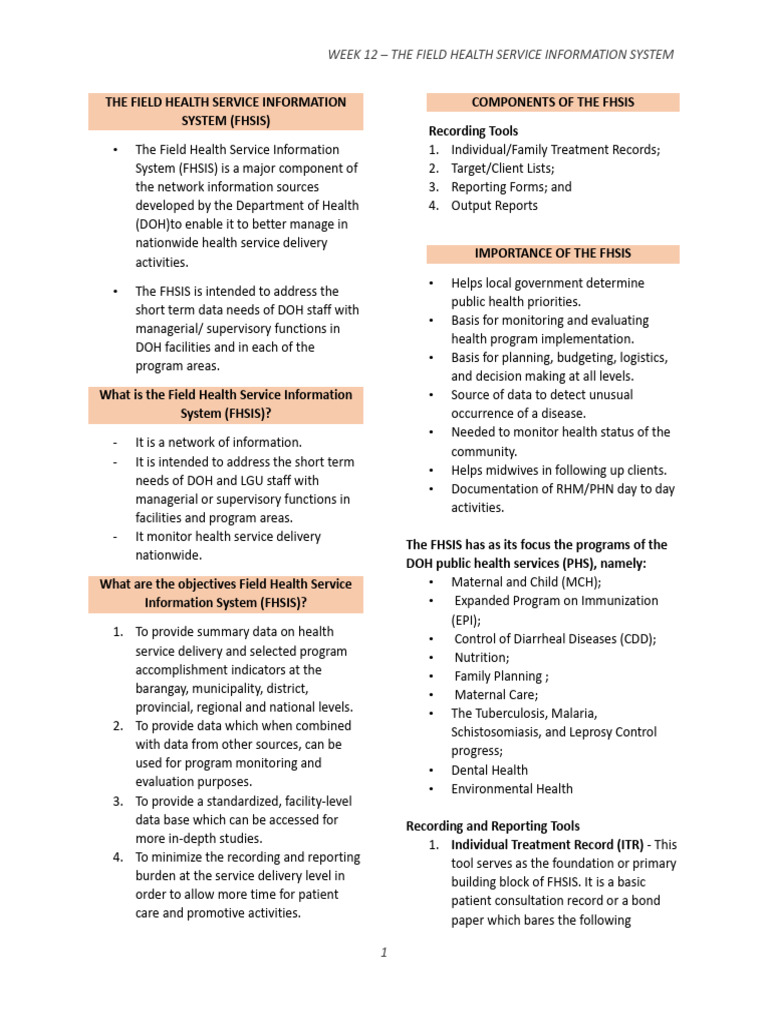 WEEK 12 - FHSIS | PDF | Health Economics | Public Health
