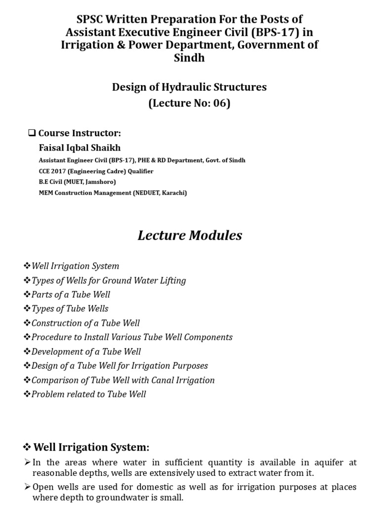 Lecture No 06 - Tube Wells and its components | PDF | Groundwater ...