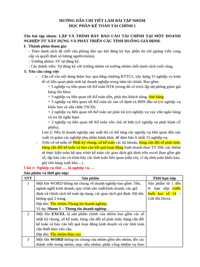 2024 - 8 - Huong Dan BT Nhom KTTC1-V1 - New | PDF