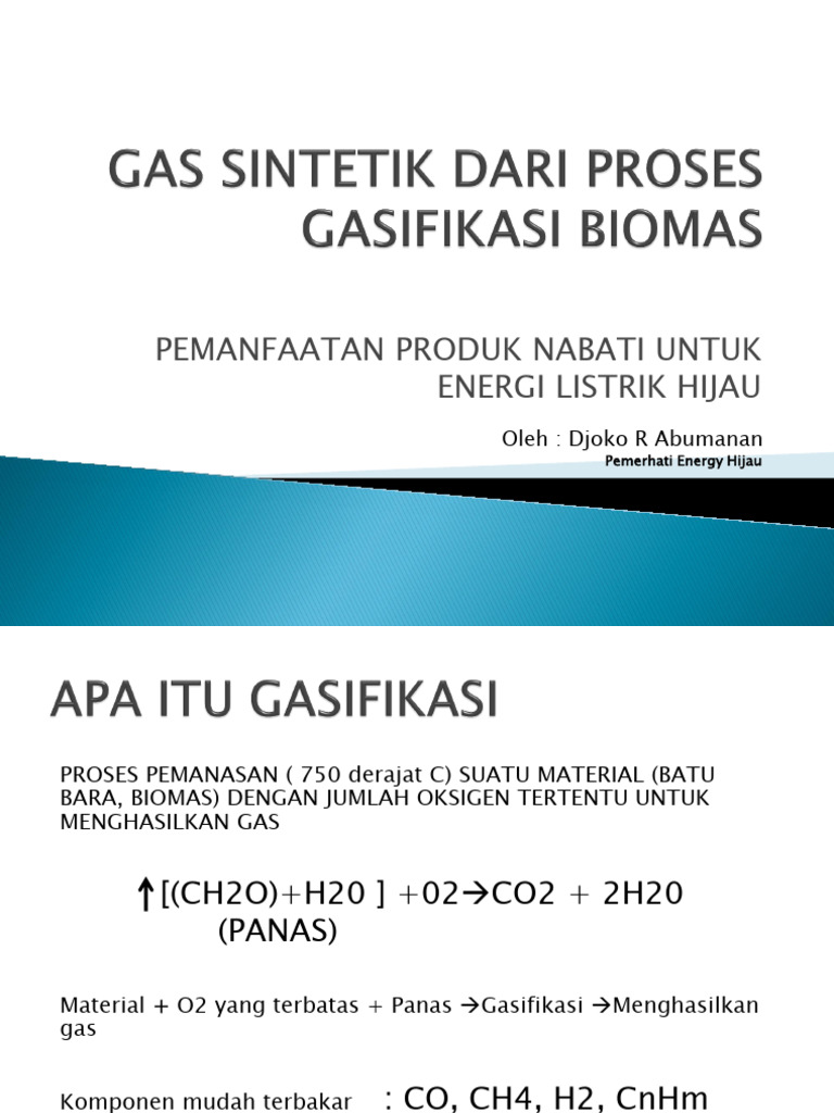 Proses Gasifikasi Biomass | PDF | Griya & Taman | Teknologi & Rekayasa