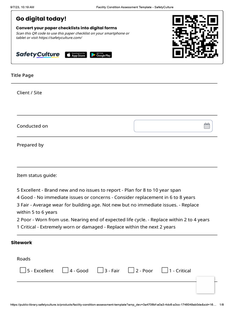 Facility Condition Assessment Template | PDF | Plumbing | Elevator