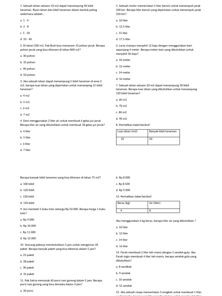 Soal Matematika Kelas 6 Rasio Bab 2 | PDF