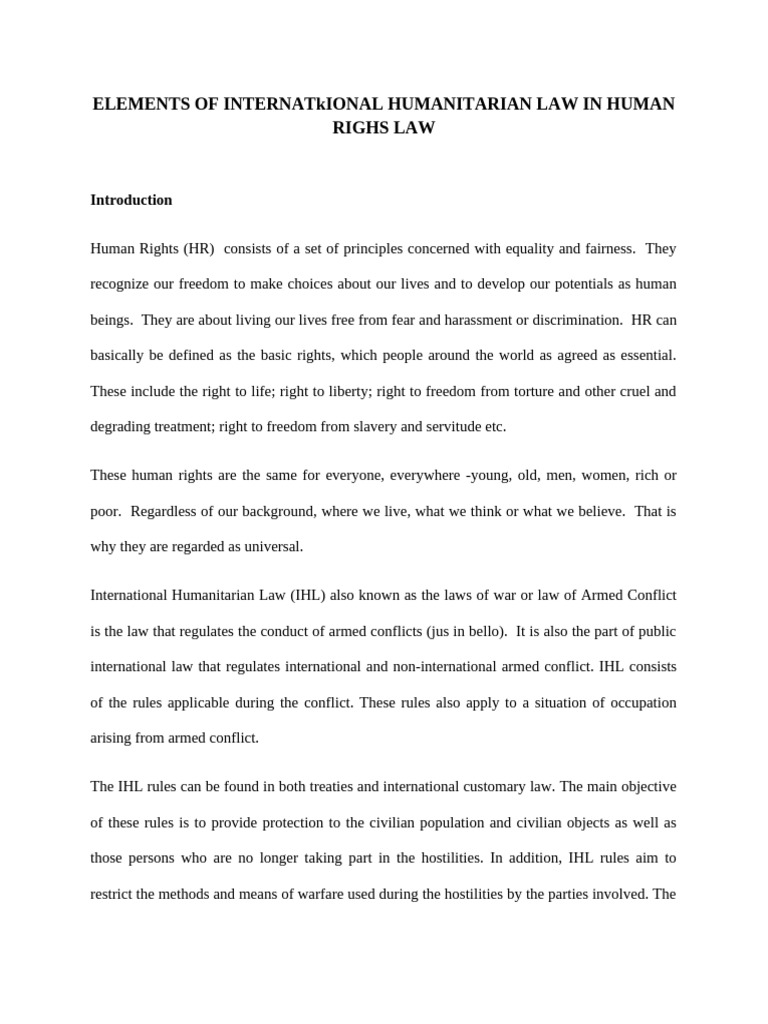 Elements of IHL in IHRL | PDF | International Humanitarian Law | International Relations