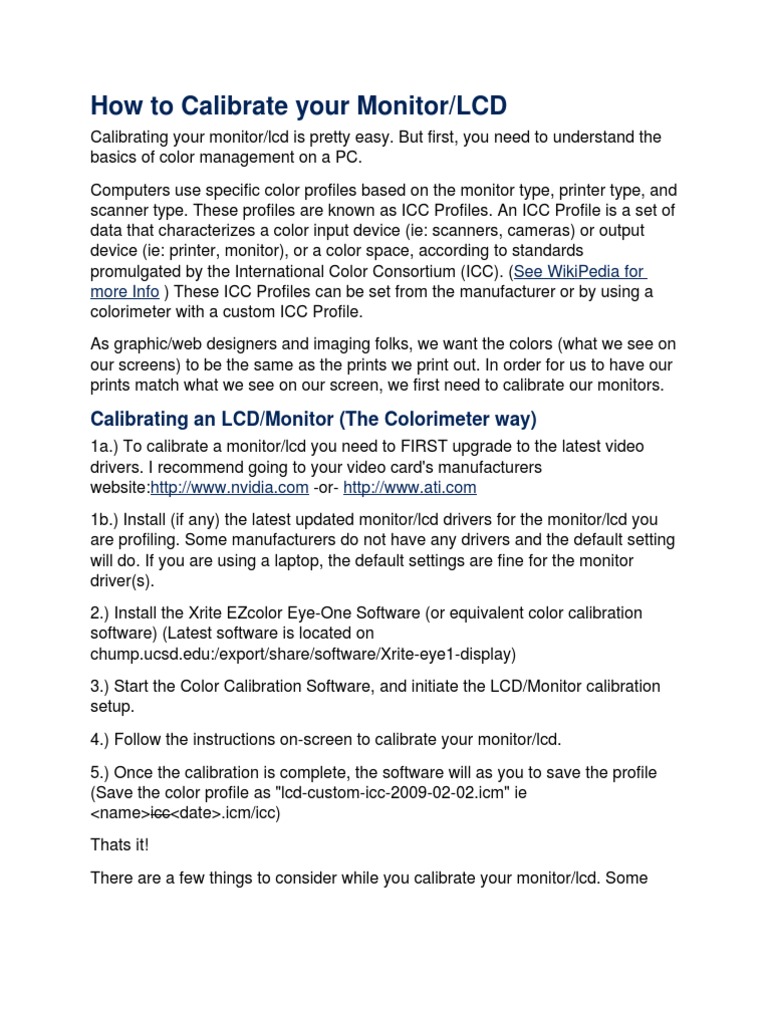 How To Calibrate Your Monitor | Download Free PDF | Computer Monitor ...