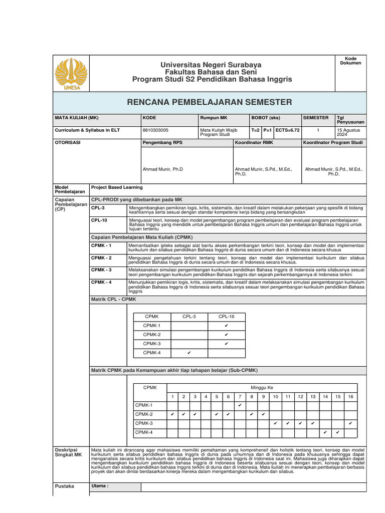 RPS Curriculum & Syllabus in ELT | PDF