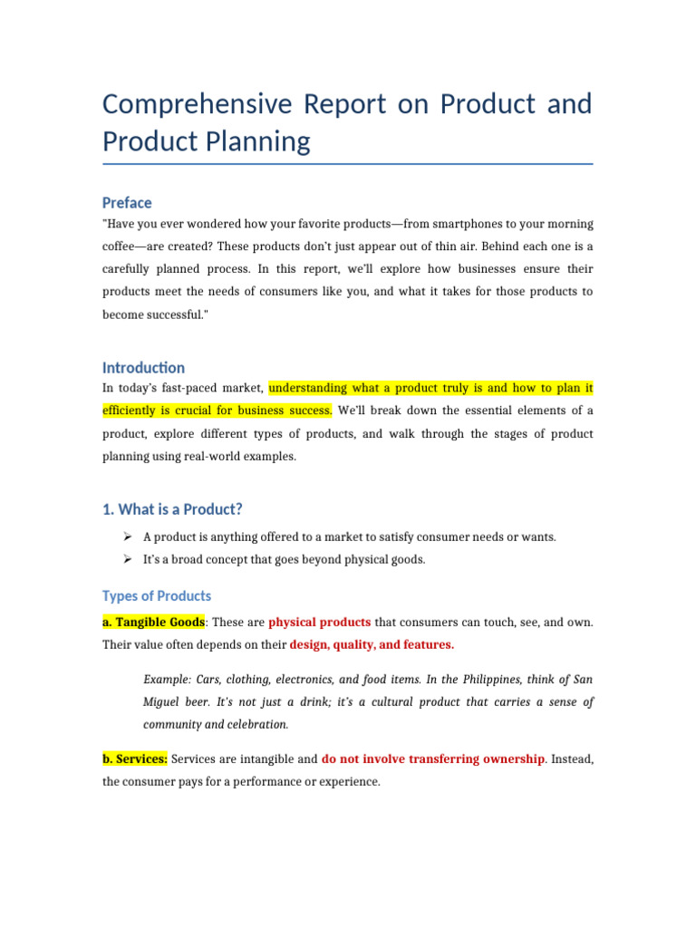 Product Planning: A Comprehensive Guide | PDF | Goods | Marketing