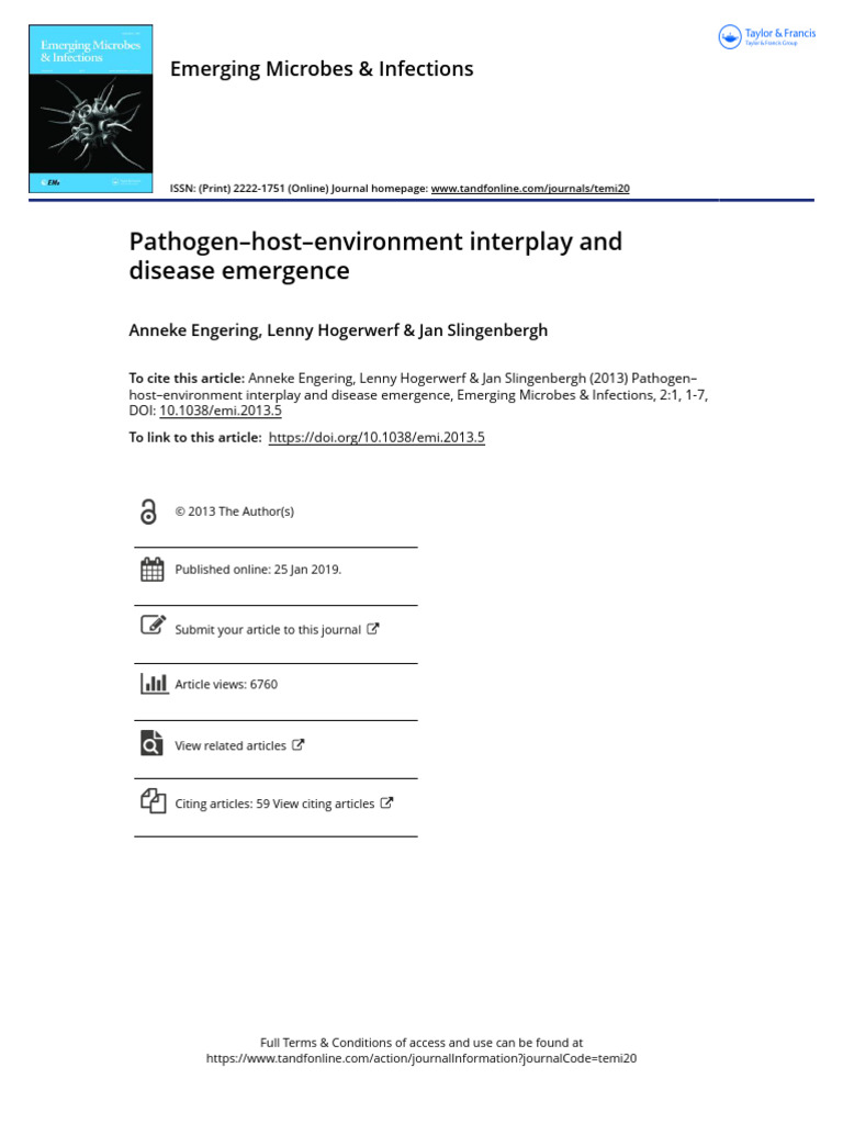 Disease Emergence: Pathogen-Host Dynamics | PDF | Pathogen | Infection