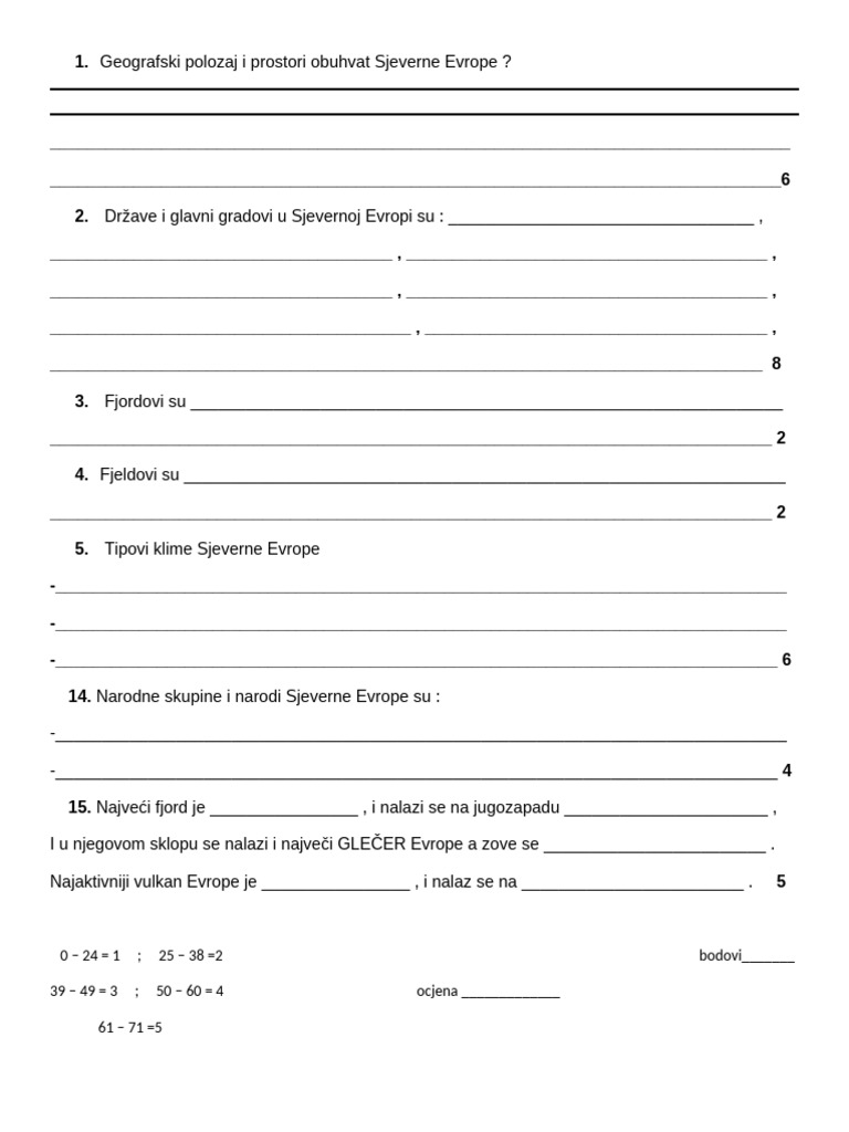 0 - 24 1 25 - 38 2 Bodovi - 39 - 49 3 50 - 60 4 Ocjena - 61 - 71 5 | PDF