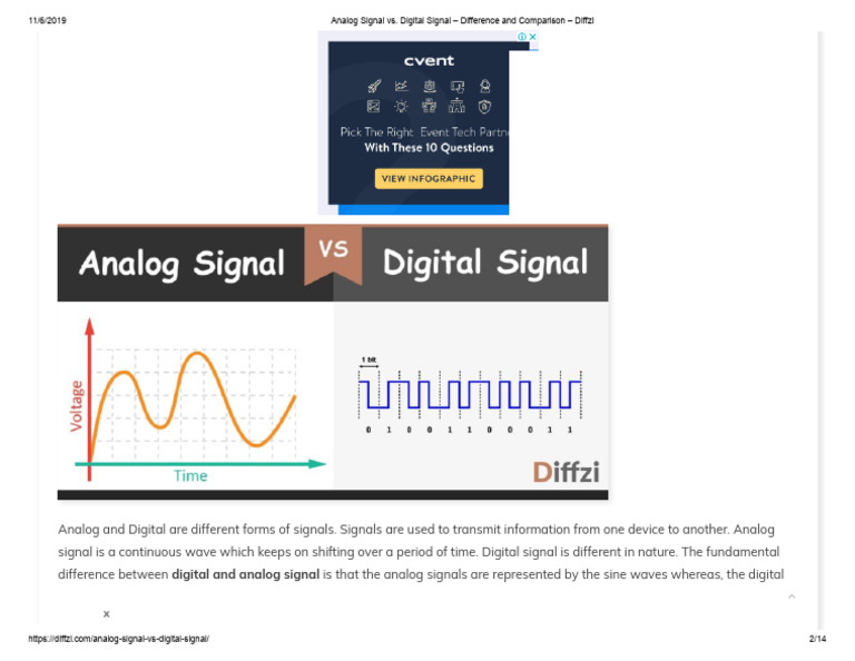 Analog Signal vs. Digital Signal | PDF