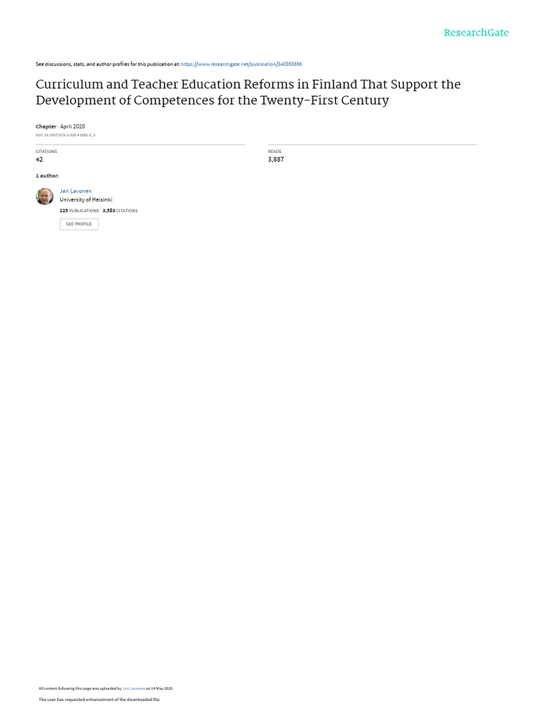 Finland's Curriculum Reforms for 21st Century Skills | PDF | Teacher ...