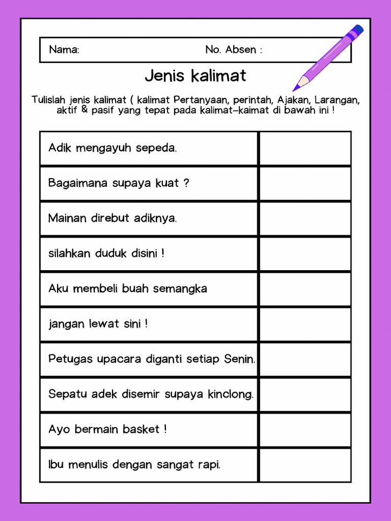 LKPD Jenis Kalimat Aktif Pasif | PDF