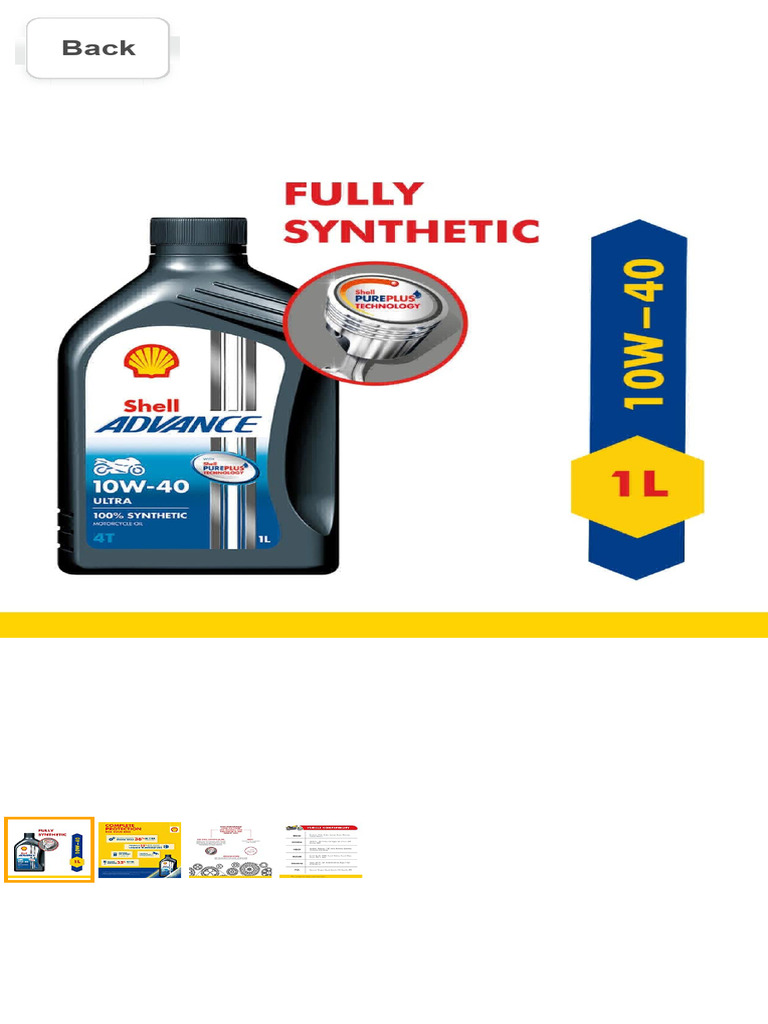 Shell Advance Ultra 4T 10W-40 API SN Fully Synthe | PDF