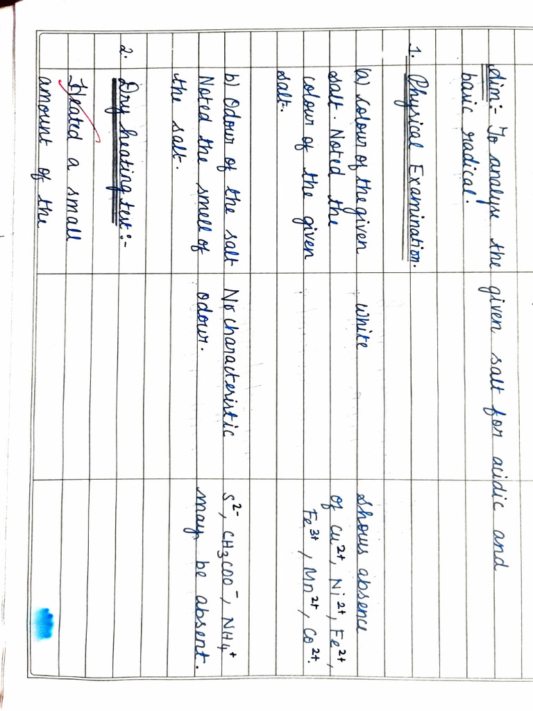 Class 11 Salt Analysis Practical Guide | PDF