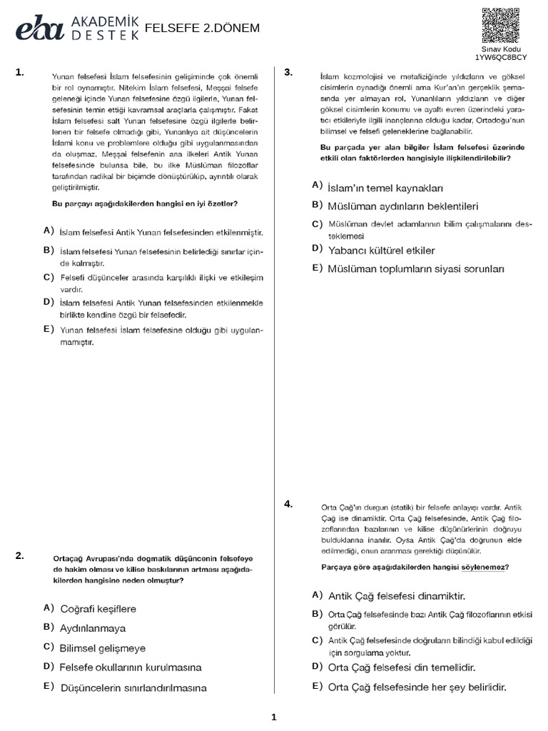 Felsefe 2 Dönem | PDF