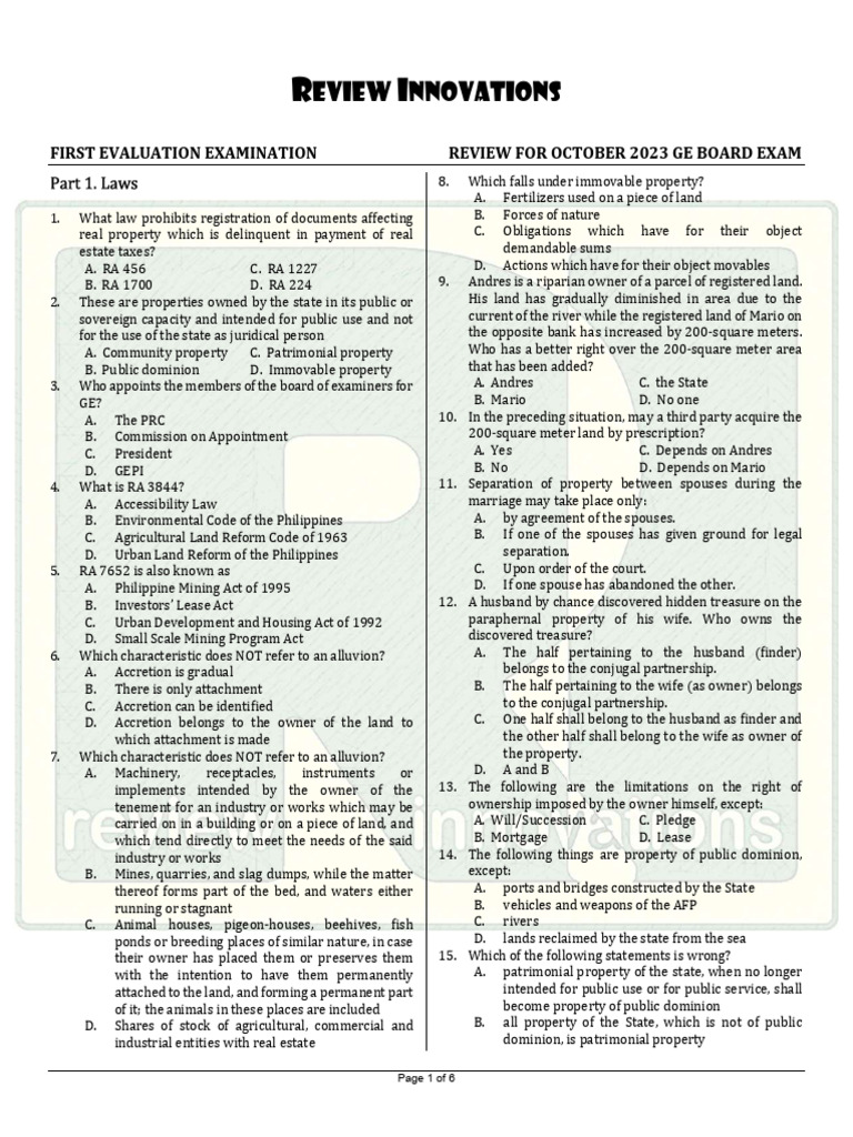 Ge Board 2023 Eval Exam 1 - Compressed | PDF | Triangle | Area