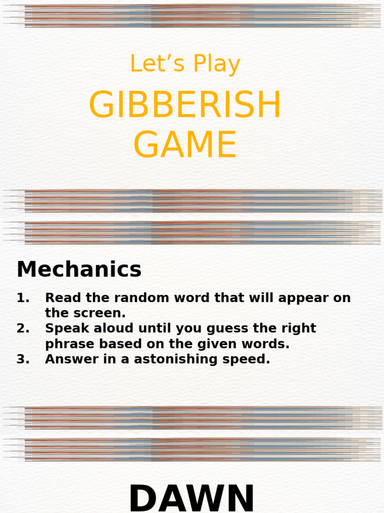 Gibberish Game - Afternoon | PDF | Self-Improvement