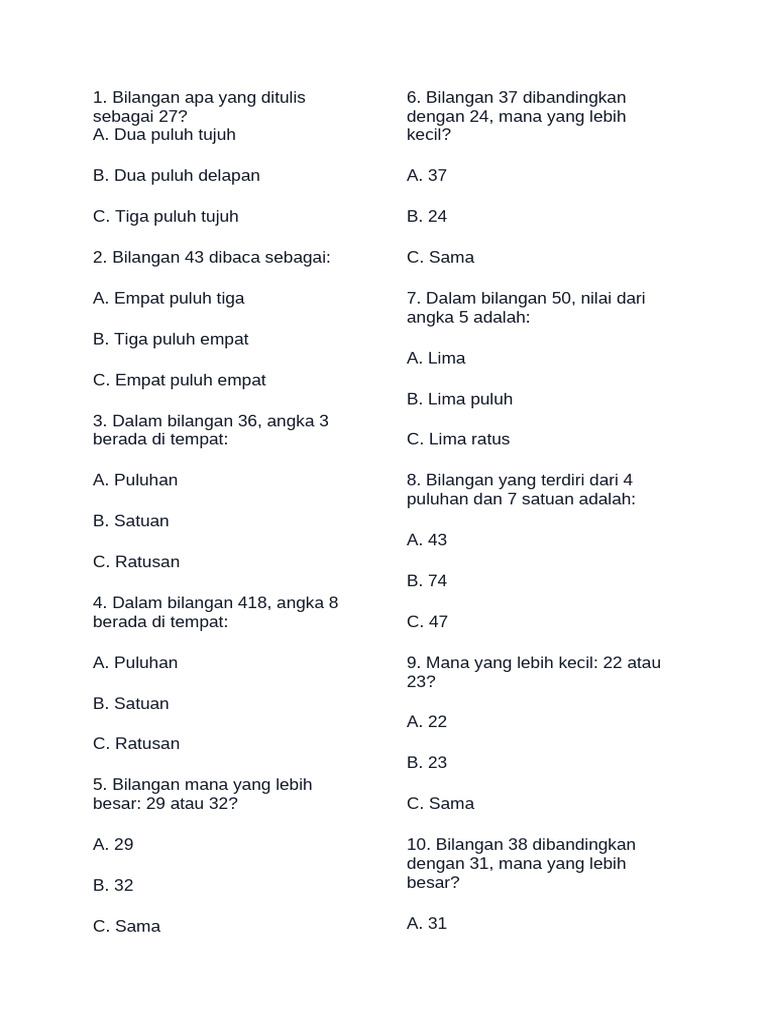 Soal MTK Kelas 2 Jaler | PDF | Metode & Bahan Ajar