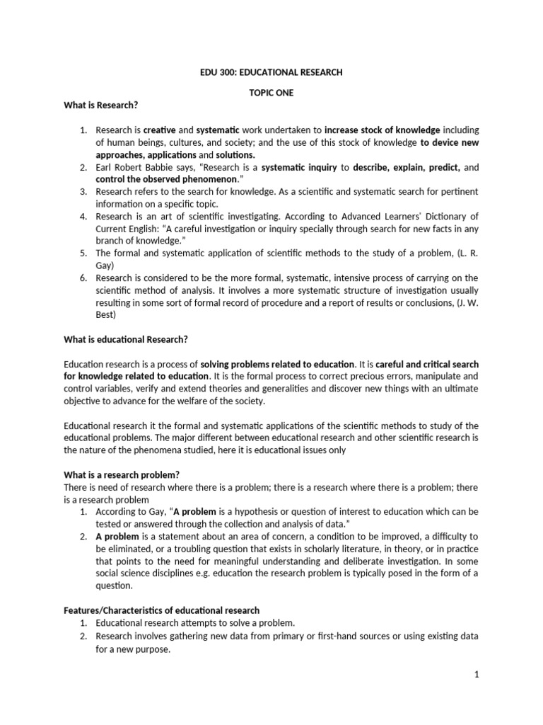 EDU 300 Notes Feb 2020 | PDF | Sampling (Statistics) | Methodology
