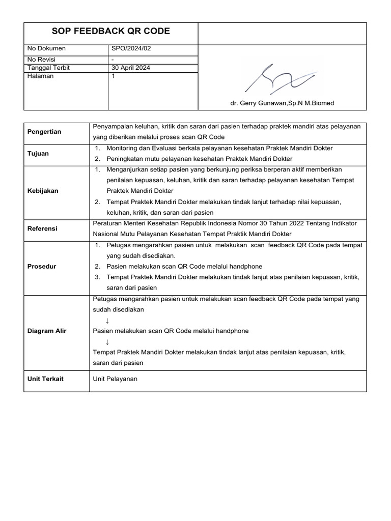SOP Feedback SP S | PDF | Bisnis | Teknologi & Rekayasa