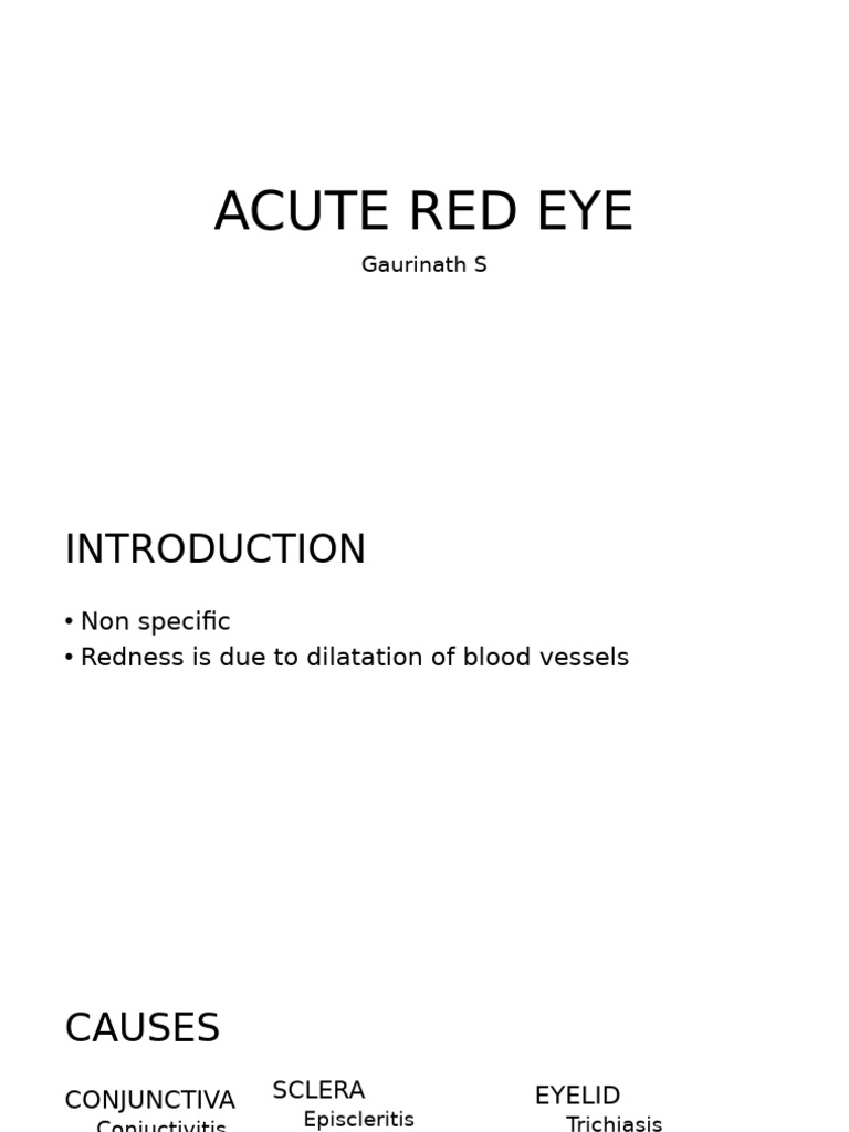 Acute Red Eye | PDF | Clinical Medicine | Medical Specialties