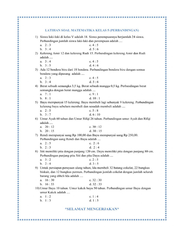 Soal Rasio Kelas Vii | PDF