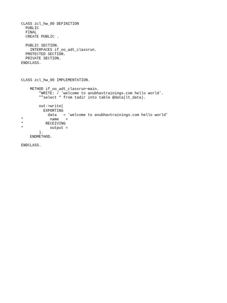 First ABAP Program AOC | PDF First ABAP Program AOC | PDF