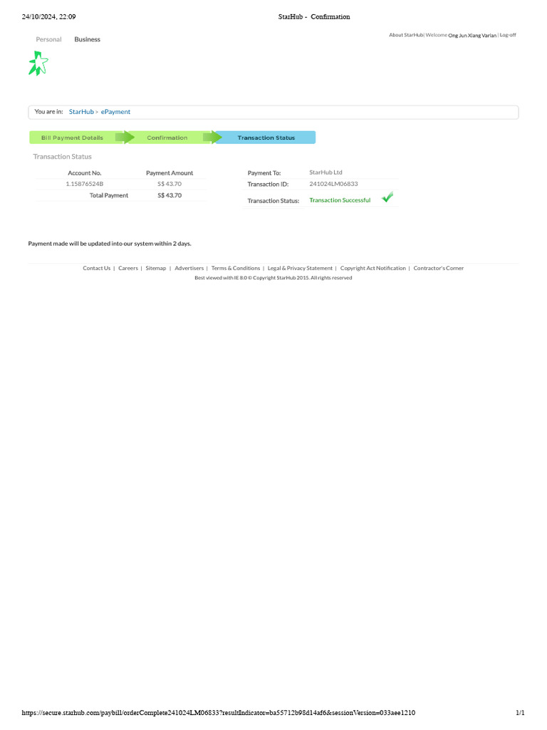 StarHub - Confirmation | PDF