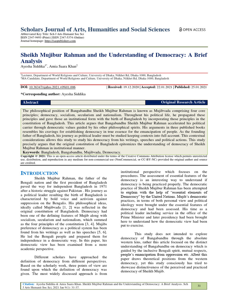 Sheikh Mujibur Rahman and The Understand | PDF | Democracy | Political Ideologies