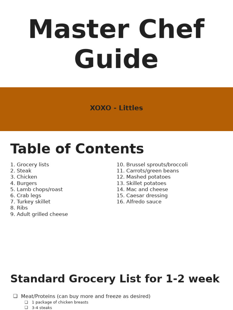 Master Chef Guide | PDF | Hamburgers | Pasta