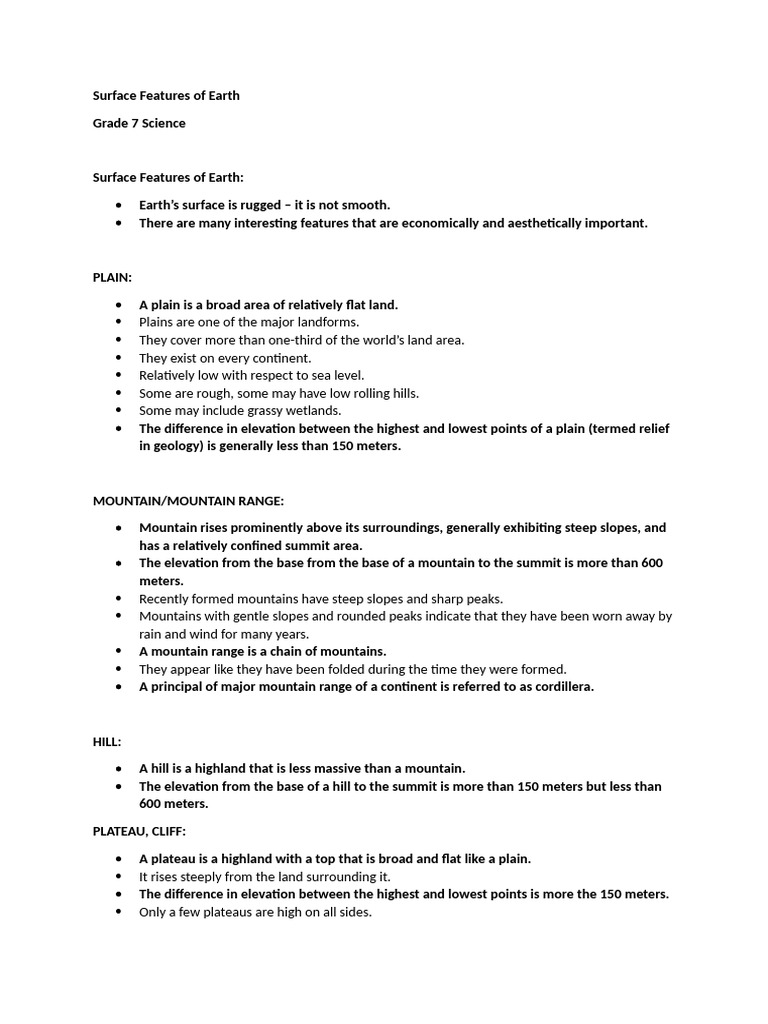 Surface Features of Earth (TEXT) | PDF | Mountains | Volcano