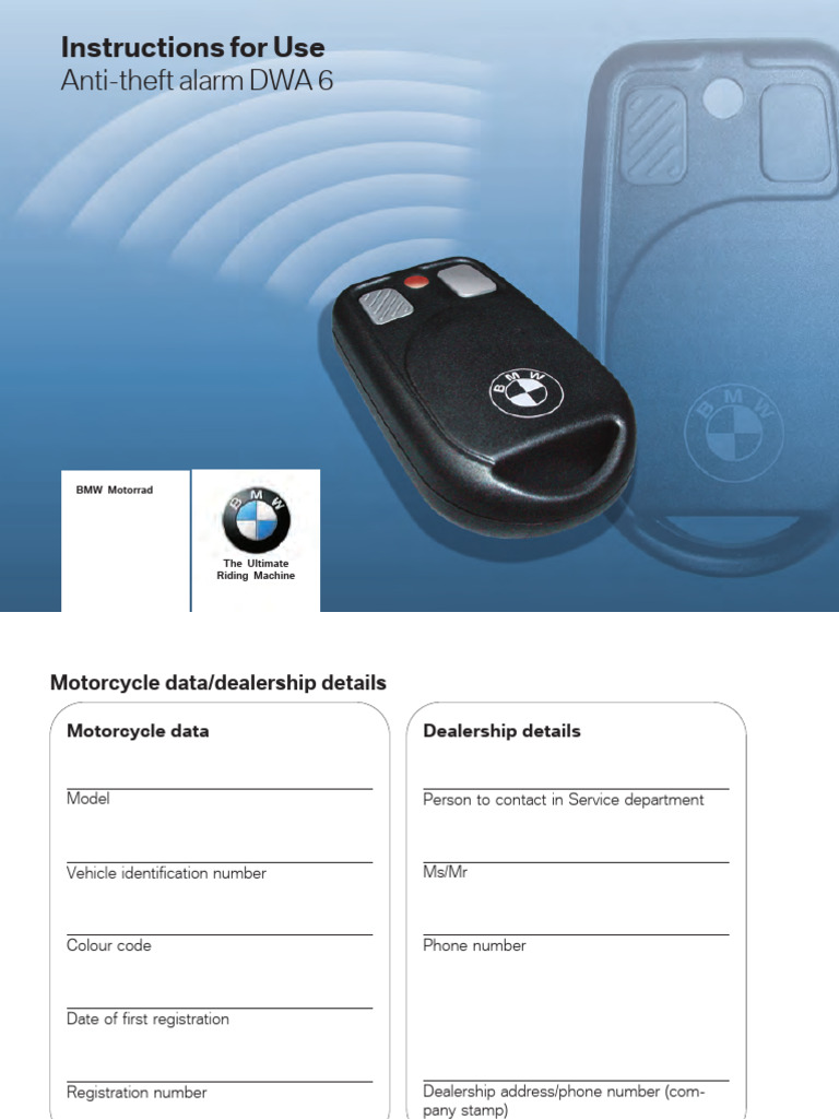 BMW alarm DWA-6 | PDF | Remote Control | Electricity