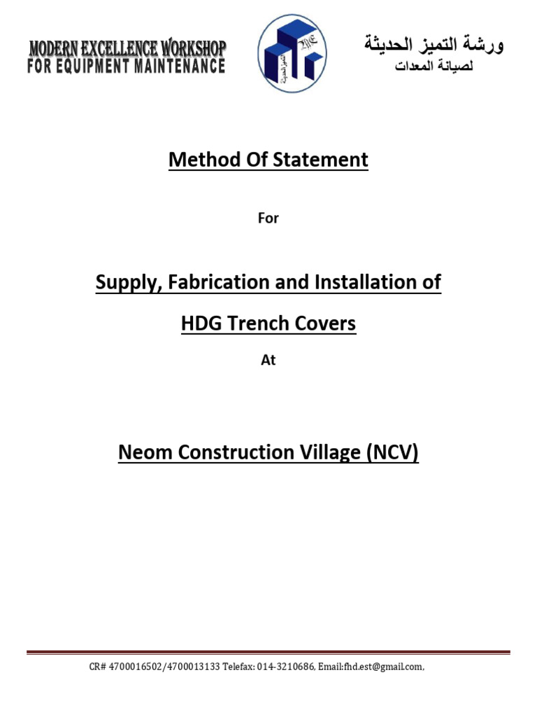 Trench Cover Installation Method Statement | PDF | Trench | Personal ...